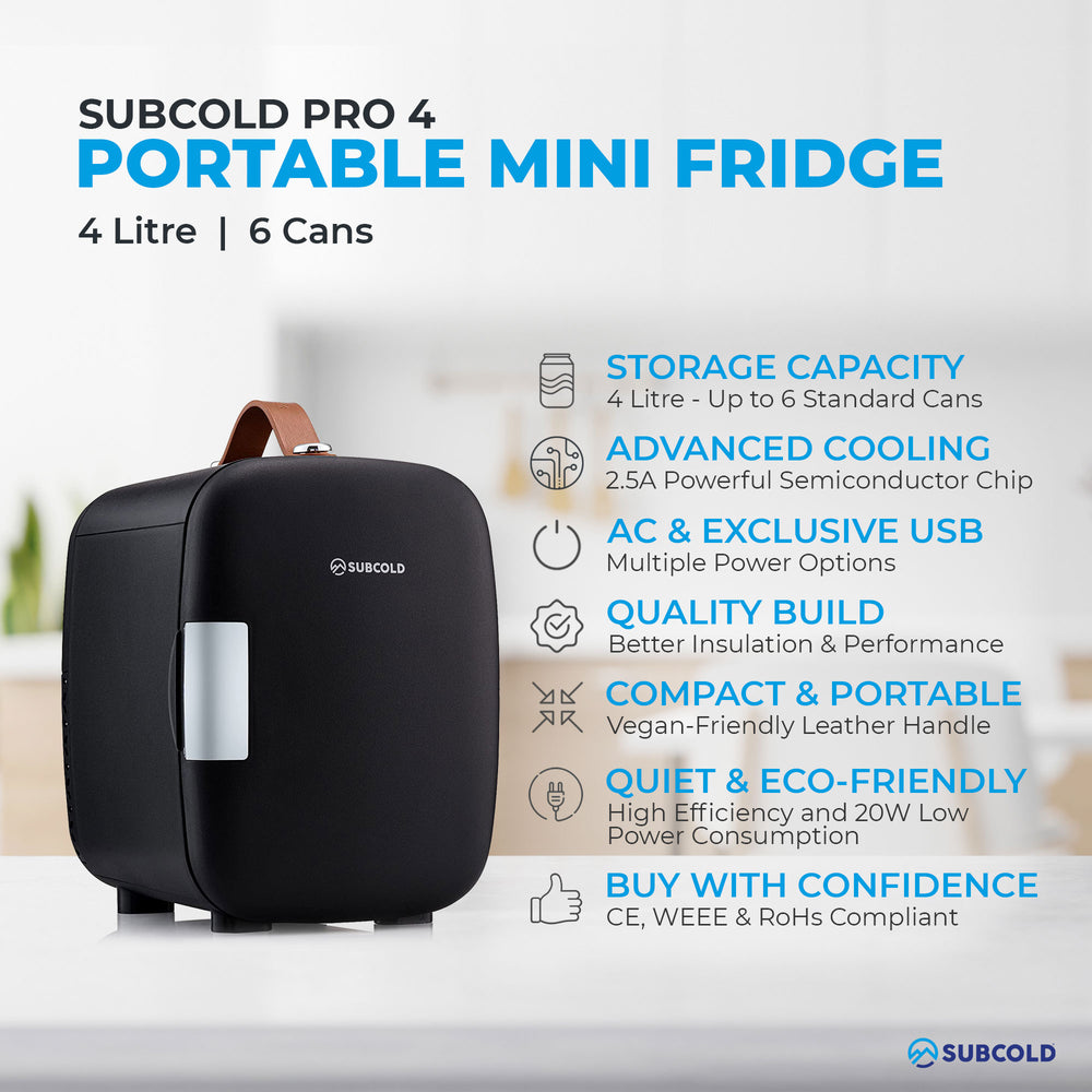 4 Litre Mini Fridge - Portable AC/USB | Subcold Pro 4